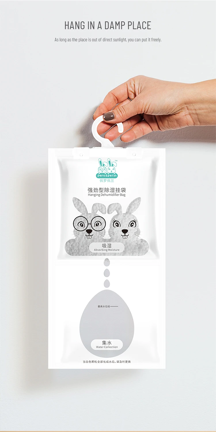 Two-Pack Disposable Moisture Absorber Bag Calcium Chloride Hanging Damp ...