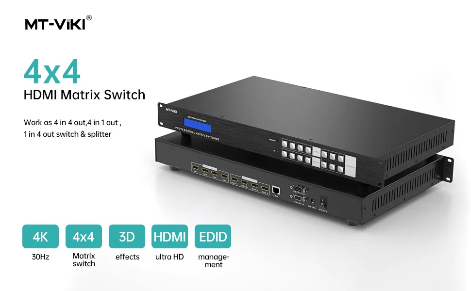 4K HDMI Matrix Switcher 8x8, Supports 3D & Deep Color, Metal Housing