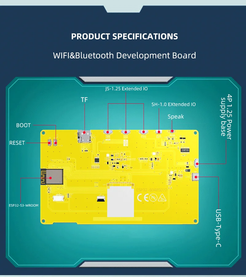 Esp32-s3 Demo Board Hmi 8m Psram 16m Flash 7 Inch Tn Screen 800*480 Smart Display Wifi&bt 7" Rgb ...