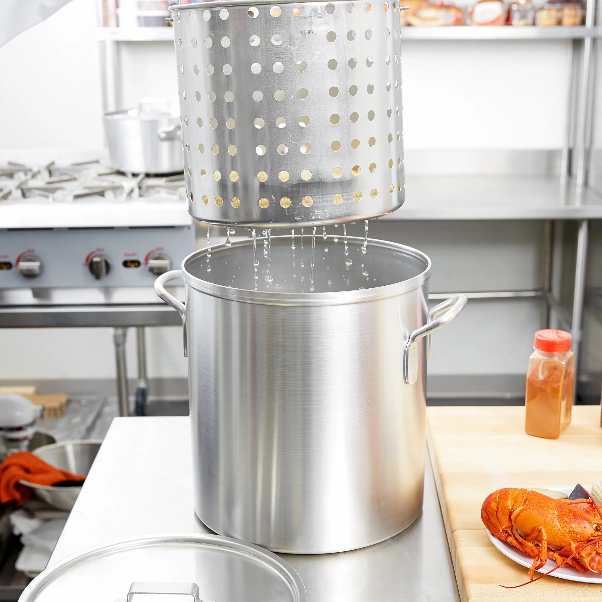 Commercial Stock Pot With Steamer Basket Aluminum Heavy-duty Large ...