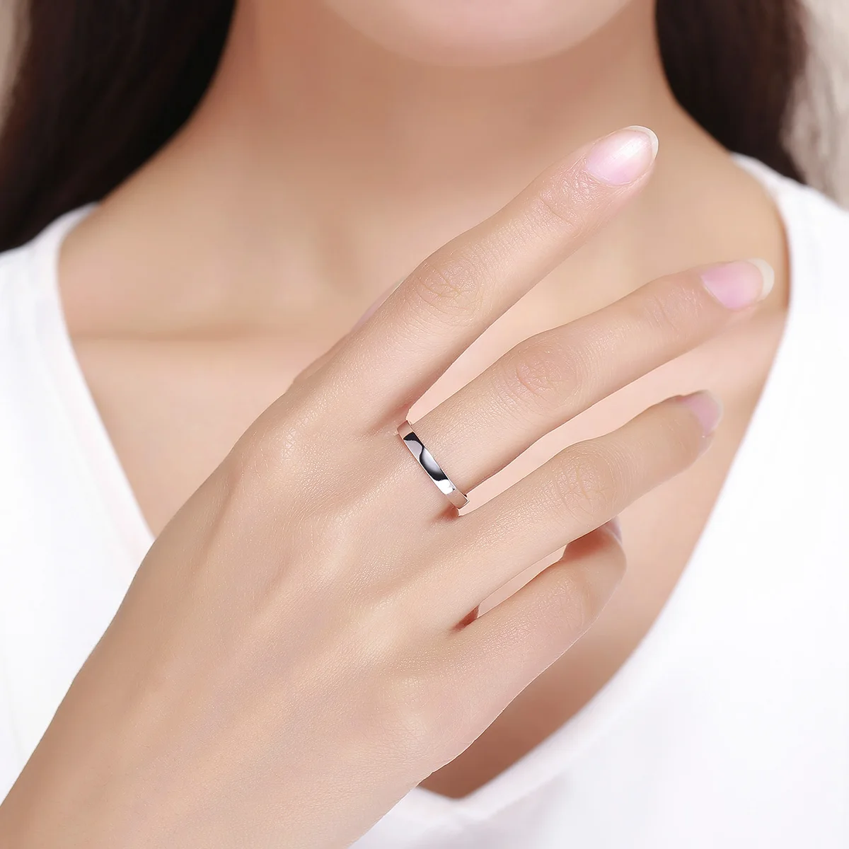 925 Sterling Silver Simple Ring Without Stone Jewelry Women Bands Plain ...