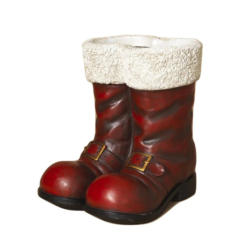 Antiqued Red Santa Boots Figurine Planter Pot Christmas Decor - Buy ...