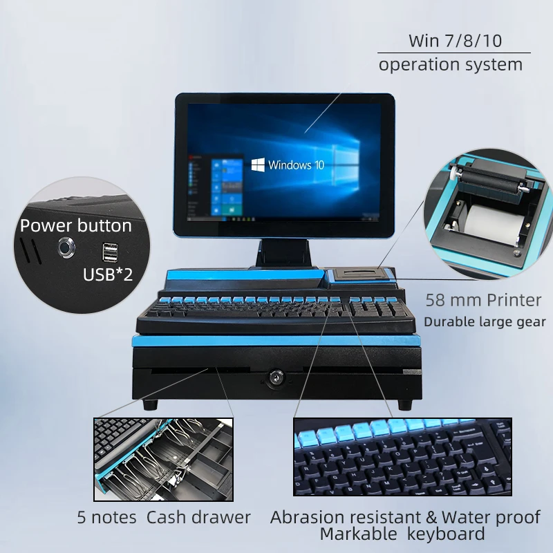 New Dual Screen Pos Cash Register Led 8 Numbers Display Pos System For ...