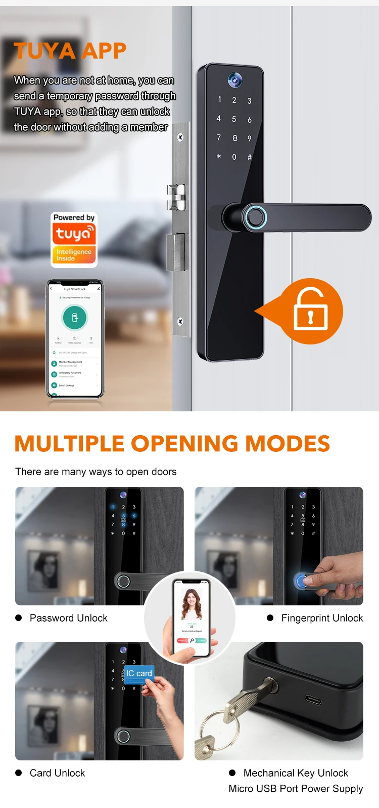 Smart Door Lock with Fingerprint, App, and Built-in Camera