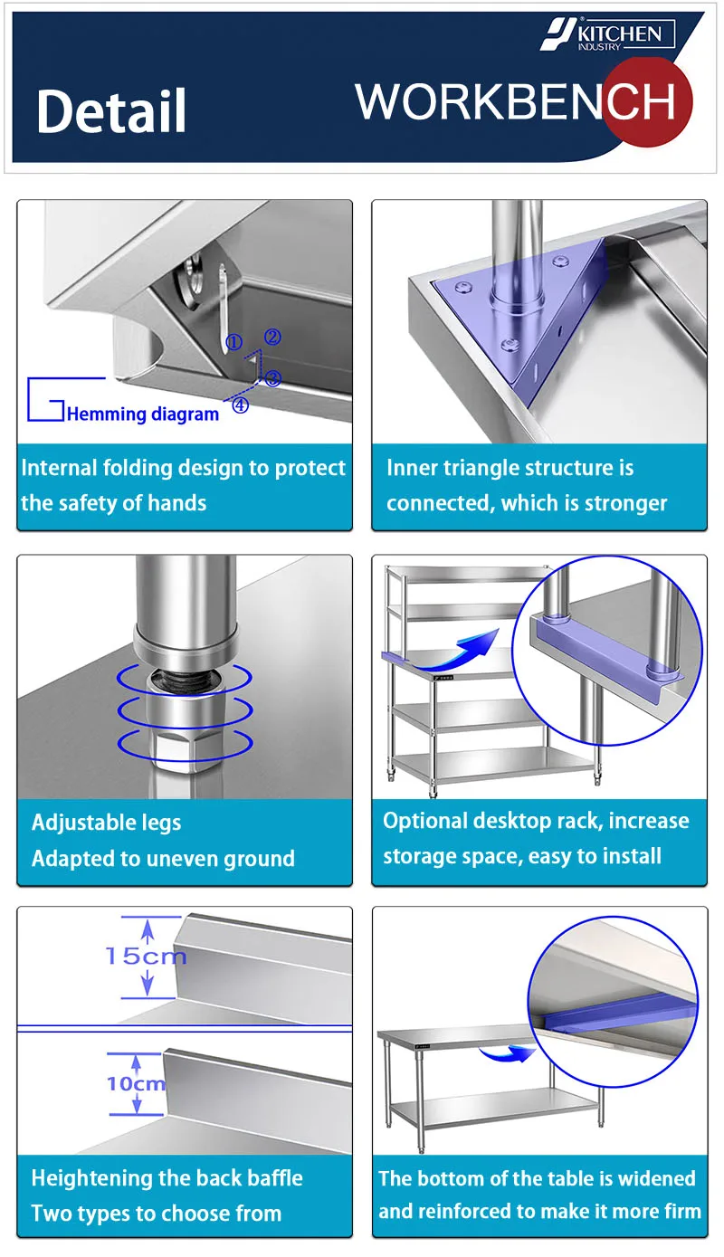 Electric Stainless Steel Kitchen Work Table with food bowl 304 Inox ...