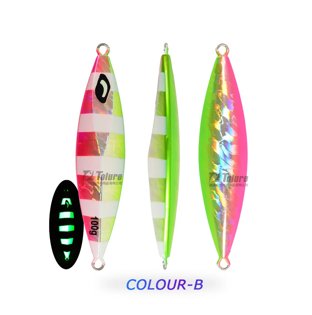 Tolure Luminous Metal Jig Lure Slow Pitch Jigging Lead Fish Iron Plate ...