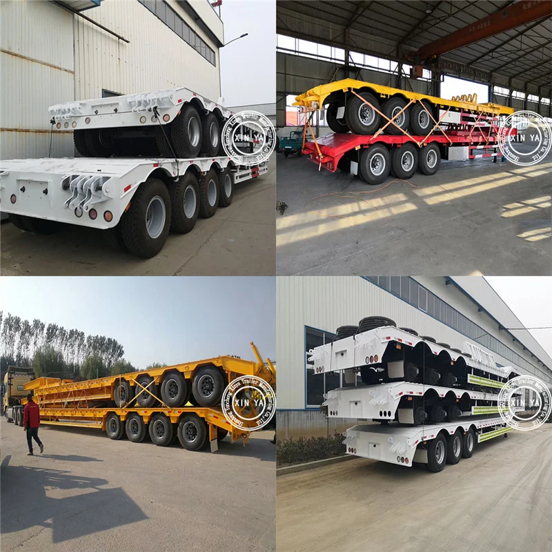 4 Axles Heavy Duty 90ton 110ton Low Loader Lowboy Detachable Gooseneck ...