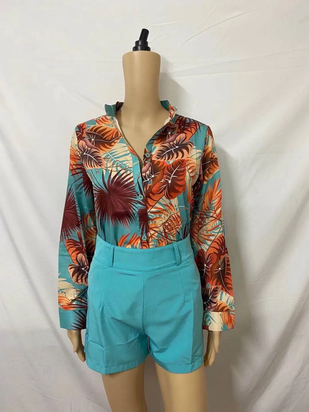 Hot Sale Summer Spring Casual Two-piece Flower Lady Clothing Blouses ...