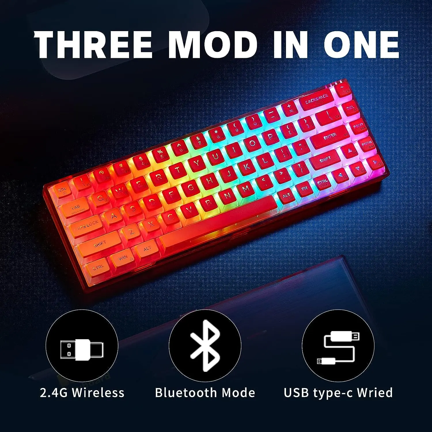 Hexgears Box710s Soda Orange Three Modes Connections 68-key Mechanical ...