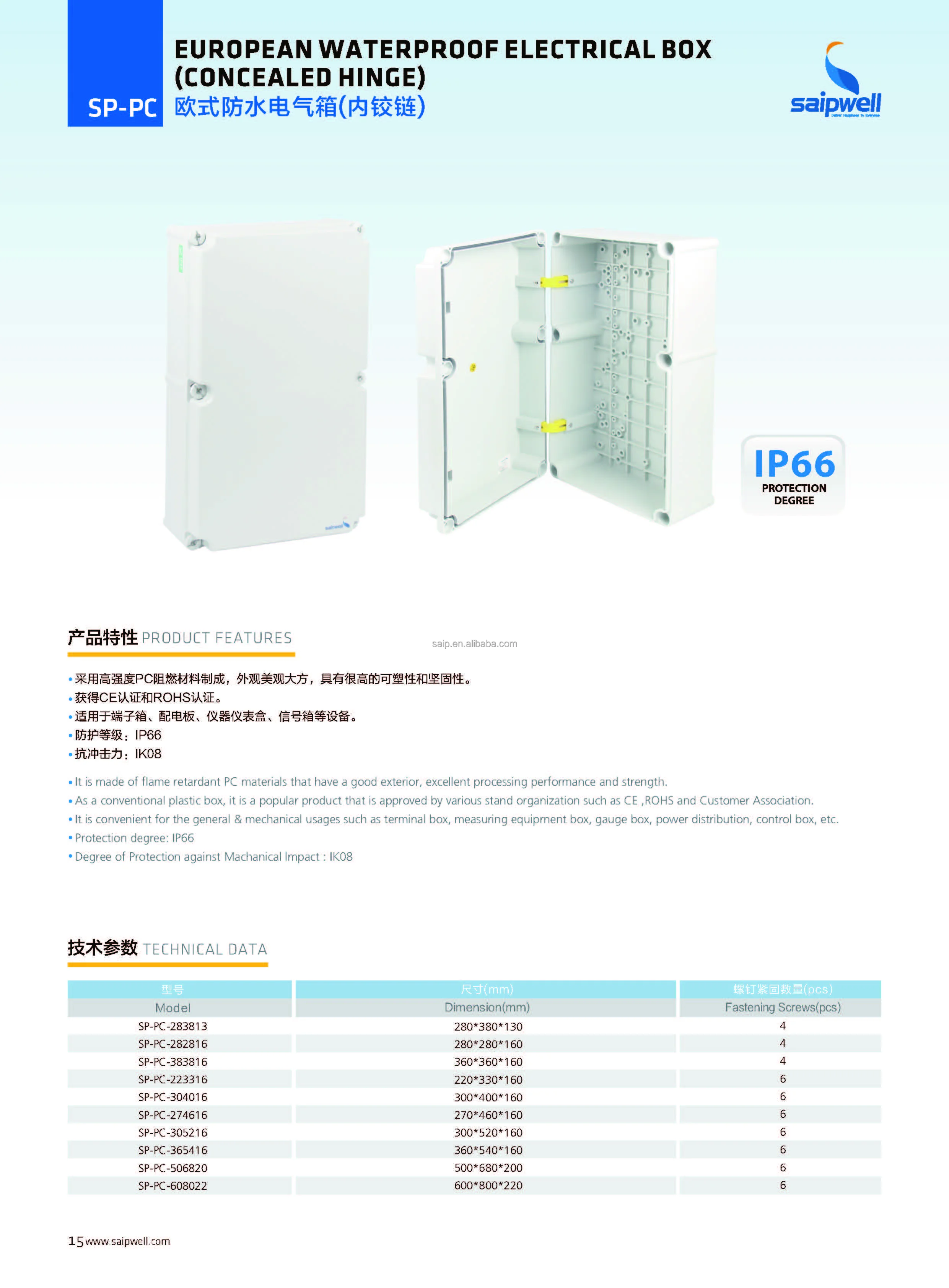 Plastic Electrical Panel Box DS-AT-1212 (125x125x100mm)