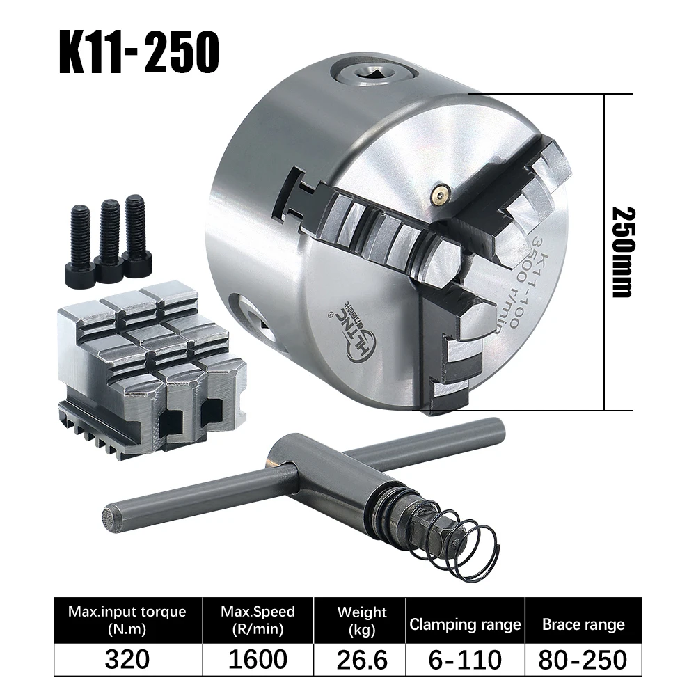 K11-250 Lath Chuck - Self-Centering 3 Jaw Chuck