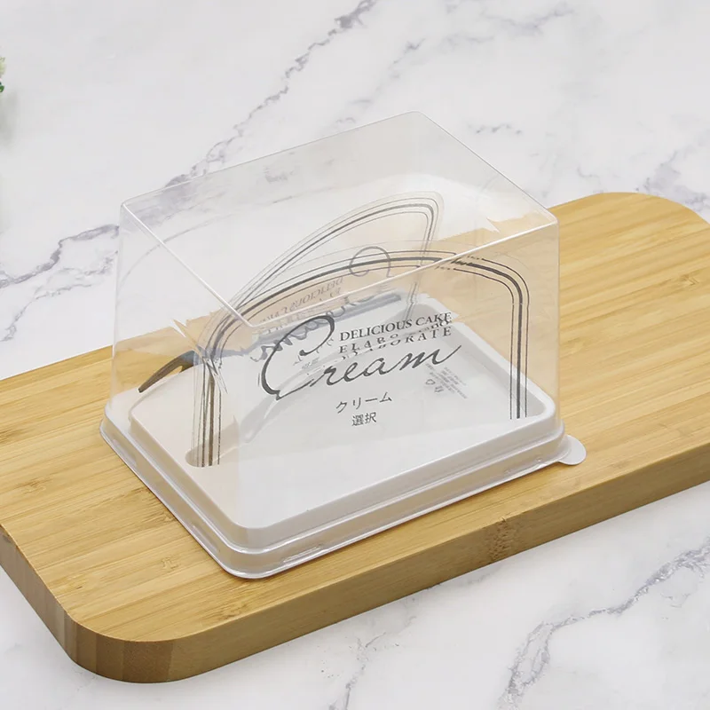 Pet Rectangle Dessert Cake Boxes Transparent Small Clear Slice Roll ...