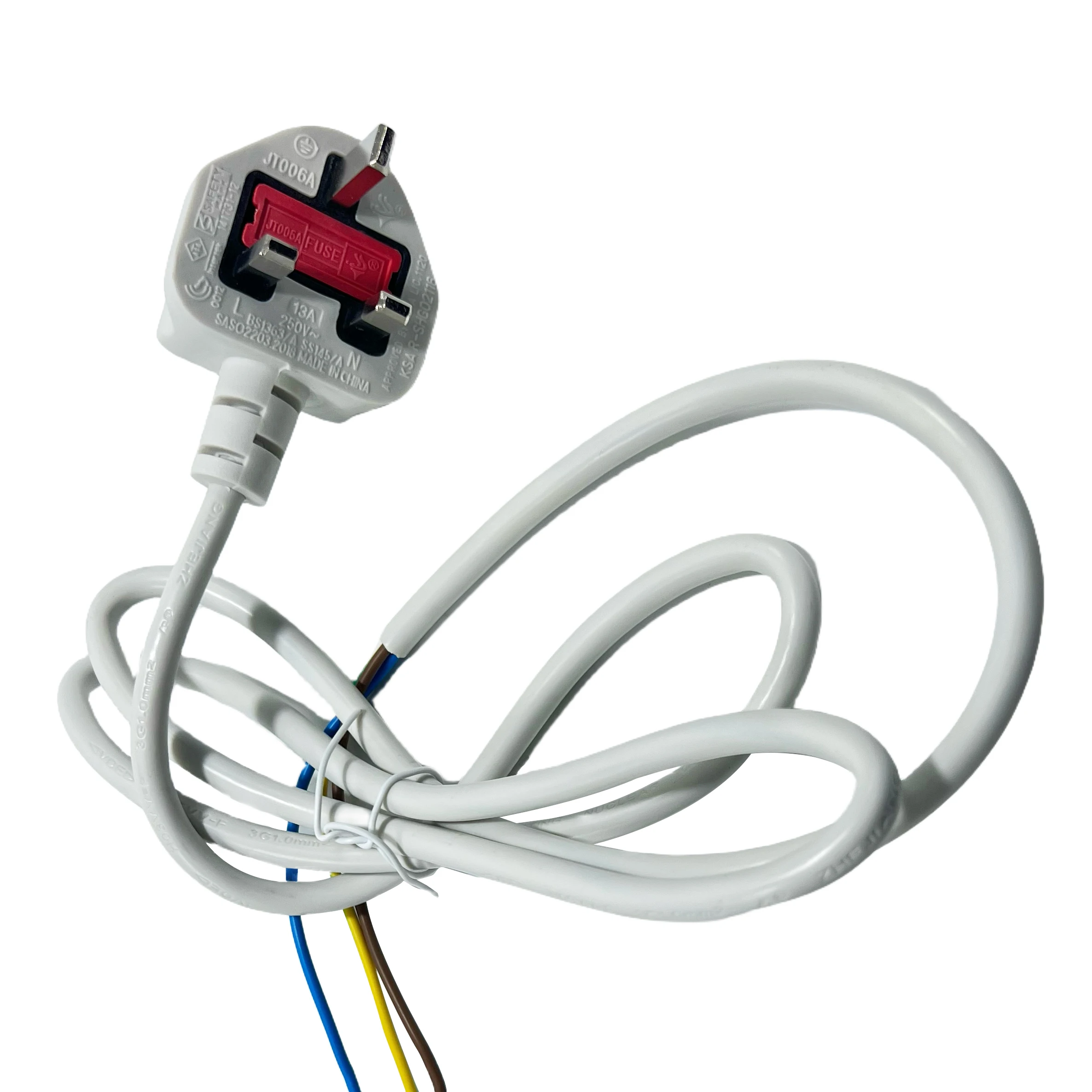 Free Sample White Uk Standard Ac Power Cord 3pin Plug Uk 3 Pin Power ...