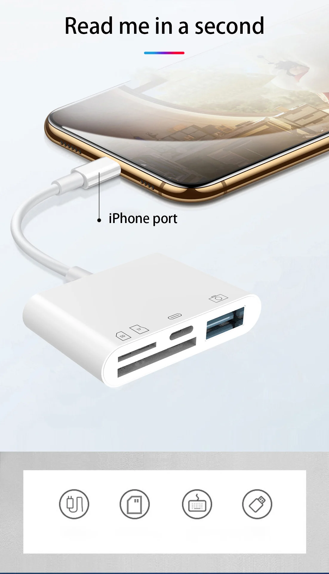 Multifunctional Four In One Suitable Lightning Apple Otg Phone Card ...