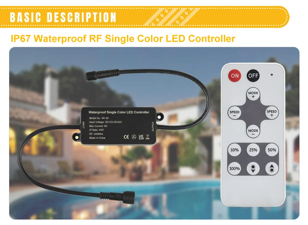 Ip67 Waterproof Led Single Color Controller 1 Channel Dimmer Dc 12v 24v ...