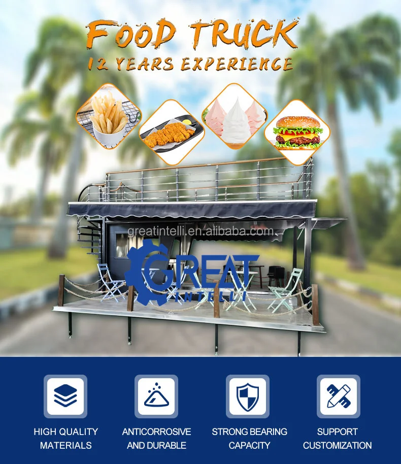 Two Storey Bar Cafe Moving Restaurant Truck Mobile Double Decker Coffee ...