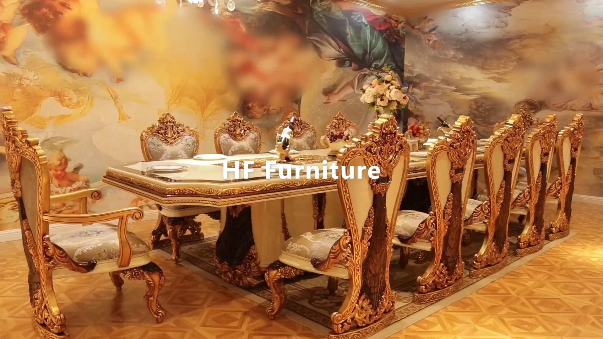 Rococo Royal Luxury Golden Solid Wood Dining Table French Classical ...