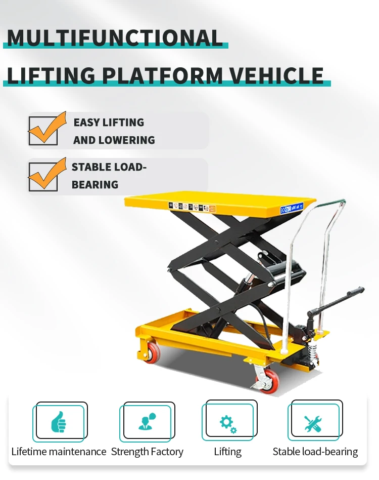Small Lift Table Cart 500kg 1000kg Movable Lifting Table Hand Pallet ...
