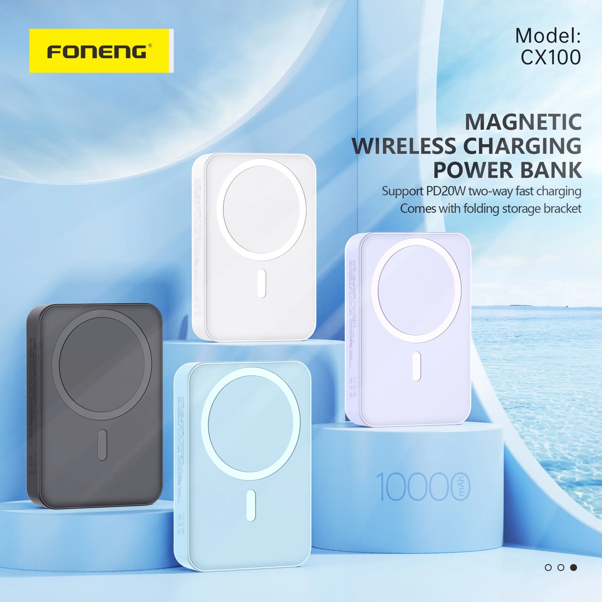 Foneng Magnetic Power Bank 15w Wireless Charger Power Station With ...