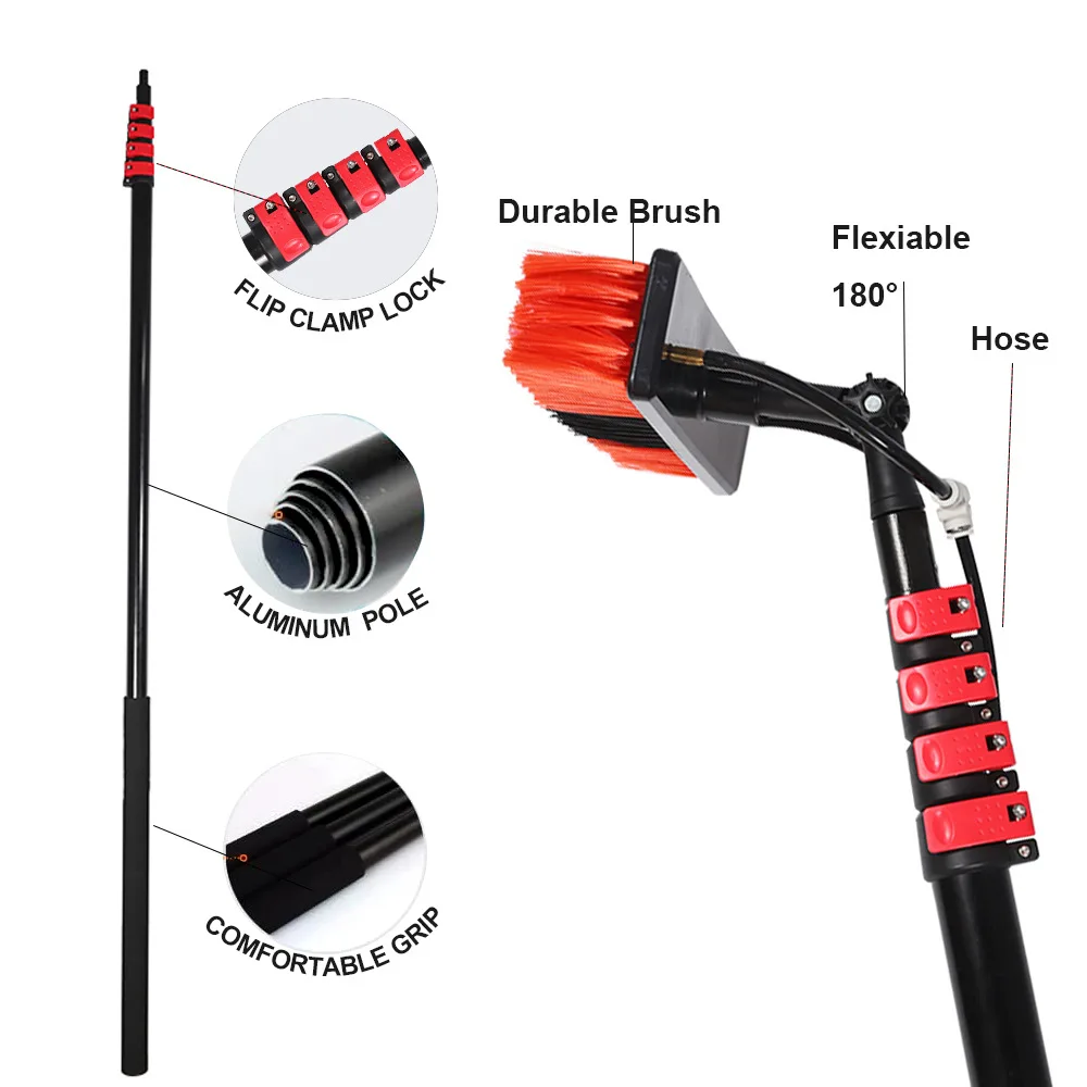 Factory Telescopic Water Fed Pole Easy Cleaning Solar Panel Brush ...