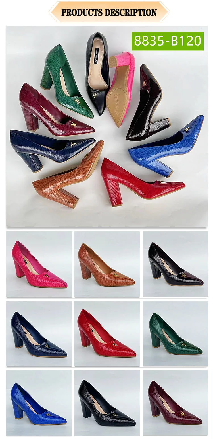 High Quality Square Heel Office Shoes Pure Color Block Heel Ladies ...
