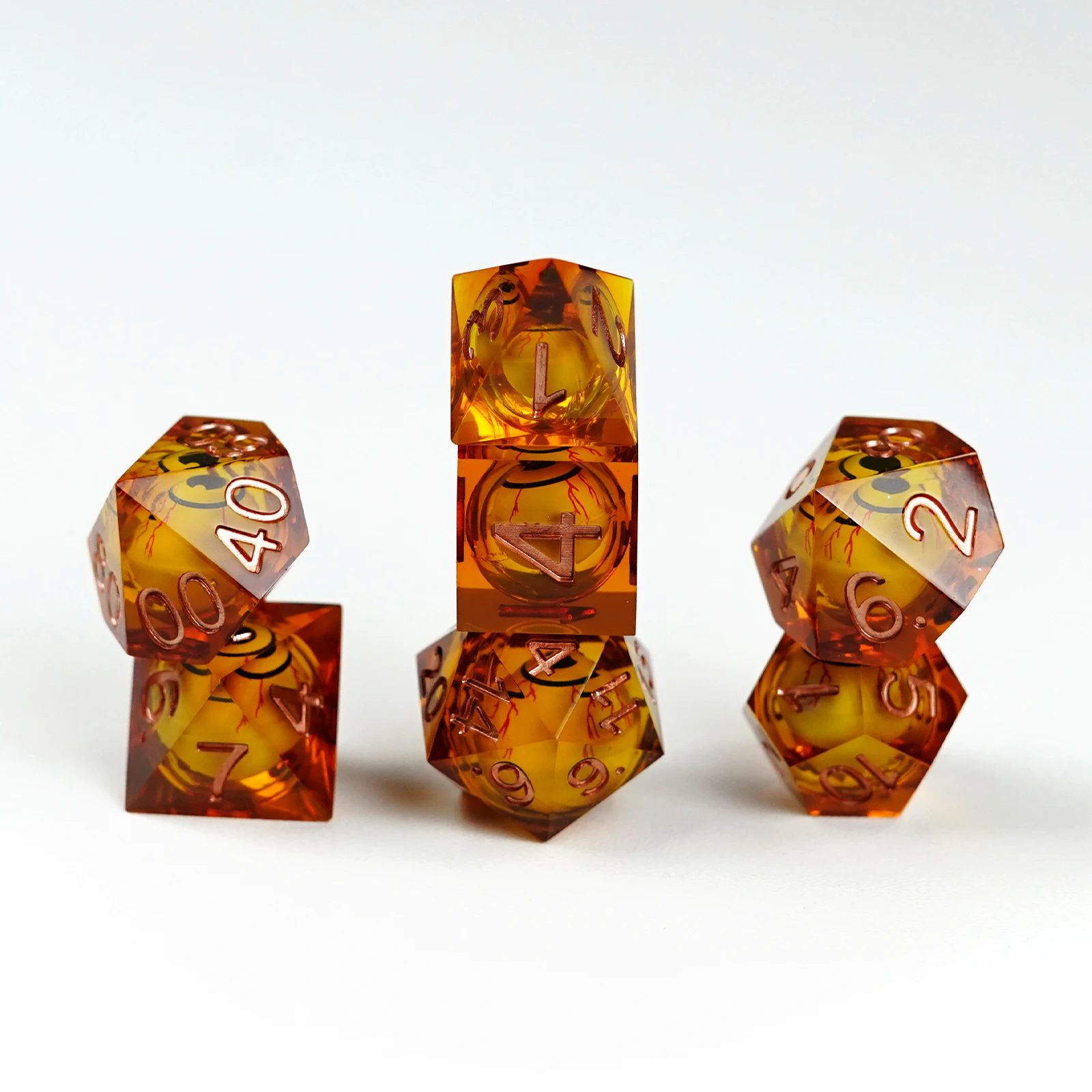 Custom Polyhedral Dice With Rolling Dragon Eyeball Inside Resin DND RPG ...