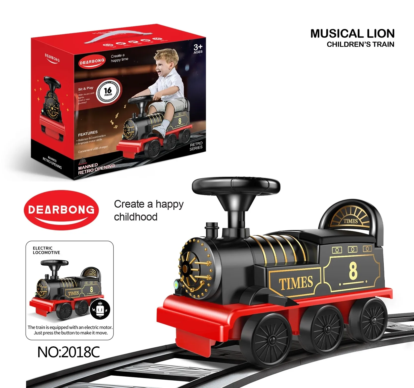 Electric Kids Riding Ride On Train Toy Car With Track Light And Sound ...