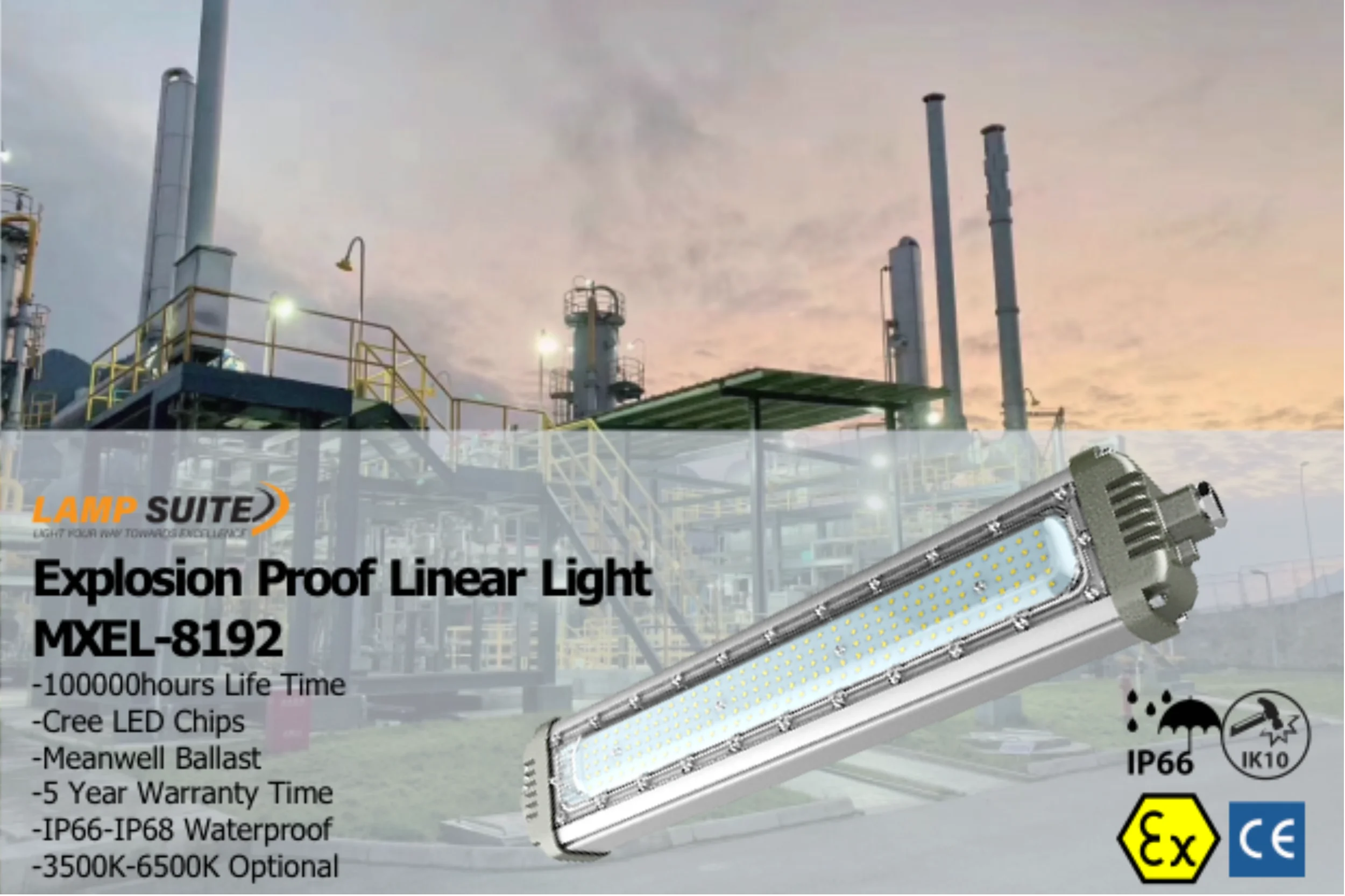 ATEX 30W 80W 120W 2ft 4ft Flammable LED Explosion Proof LInear Light for Hazardous Location Wall ...