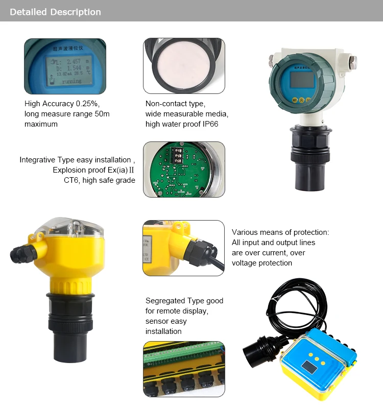 Holykell UE2000 Ultrasonic Water Level Sensor Transmitter for Fuel and ...