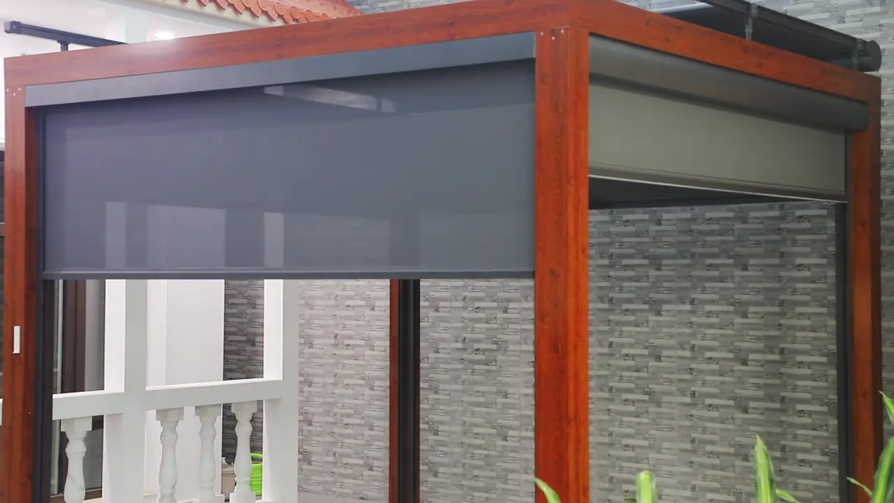 Motorized Manual Outdoor Blinds Zipper Track Outdoor Blinds Windproof ...