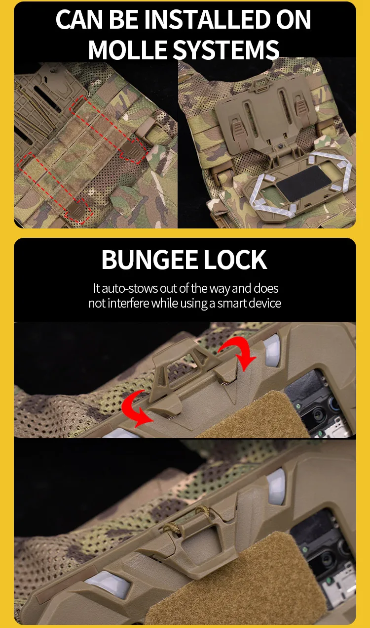 Sivi Tactical Molle Navigation Board Holder Vest Chest Mount Foldable ...