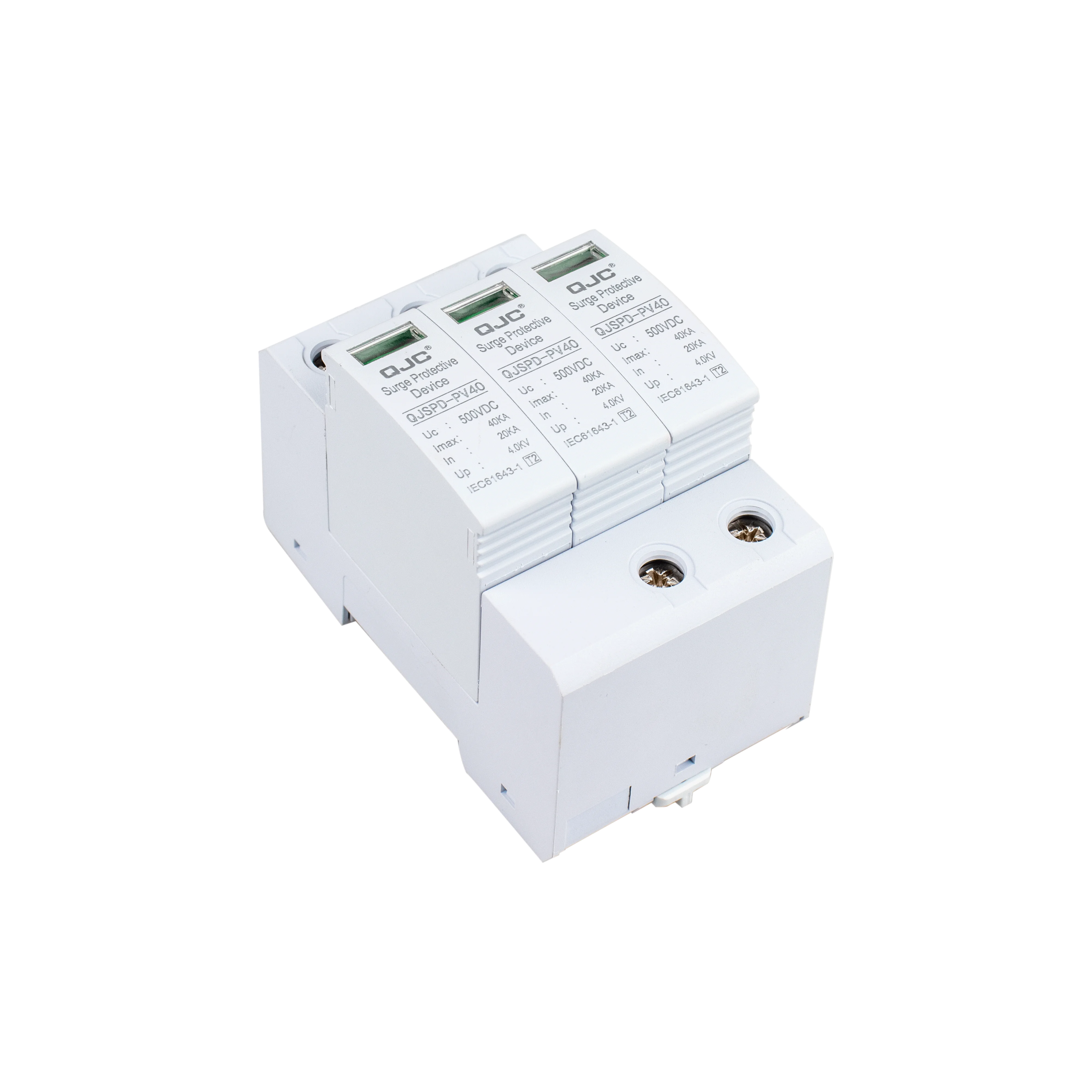 Qjc Pv Spd Lightning Surge Arrester 3p 3 Pole Three Phase 20ka 40ka 500v Dc Surge Protector ...