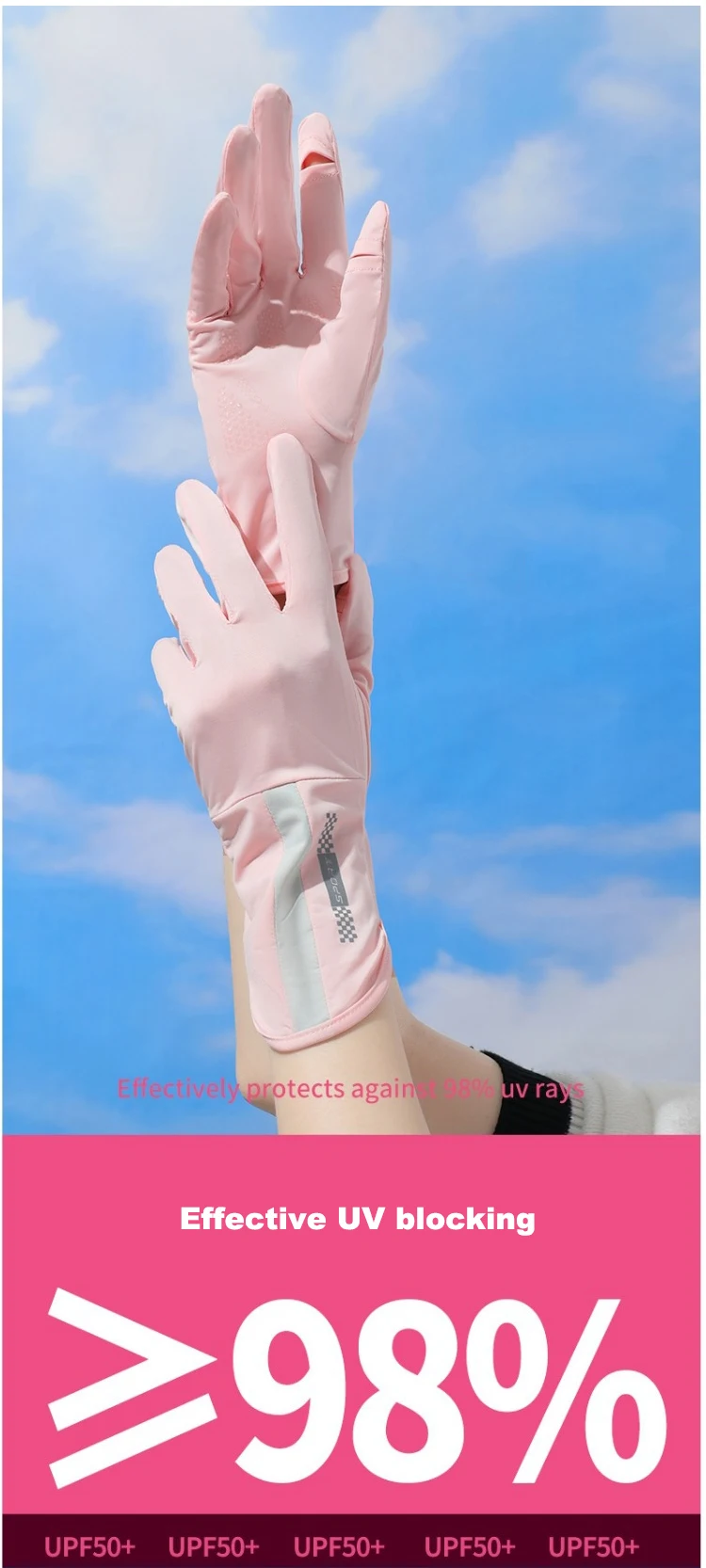 Mydays Tech Light Thin Ultra Soft Cool Fabric Upf 50 Plus Uv Protection Gloves For Women Men ...