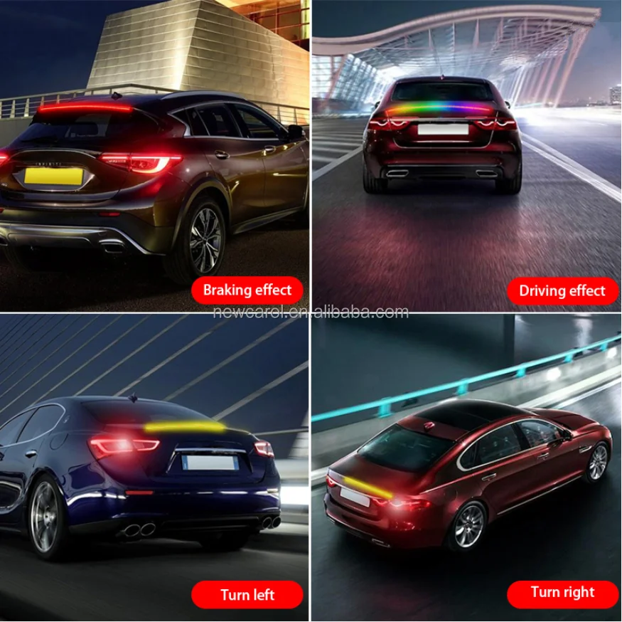 Universal Red LED Warning Light Spoiler - Black Carbon Fiber