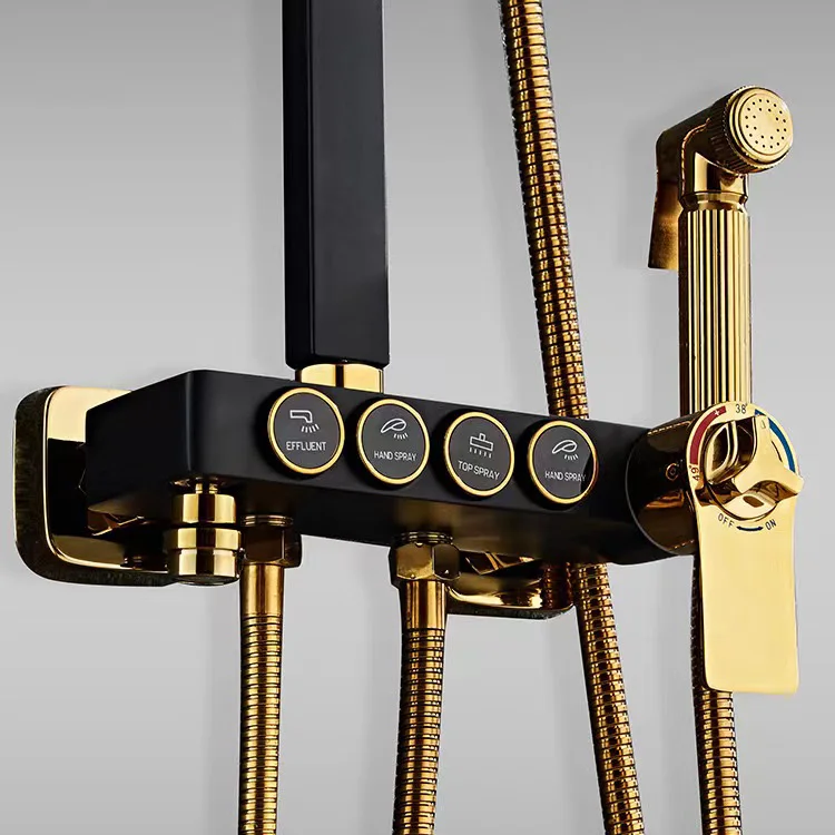 Hot Sale Wall Mounted Multi Function Button Black Bathroom Shower Set ...