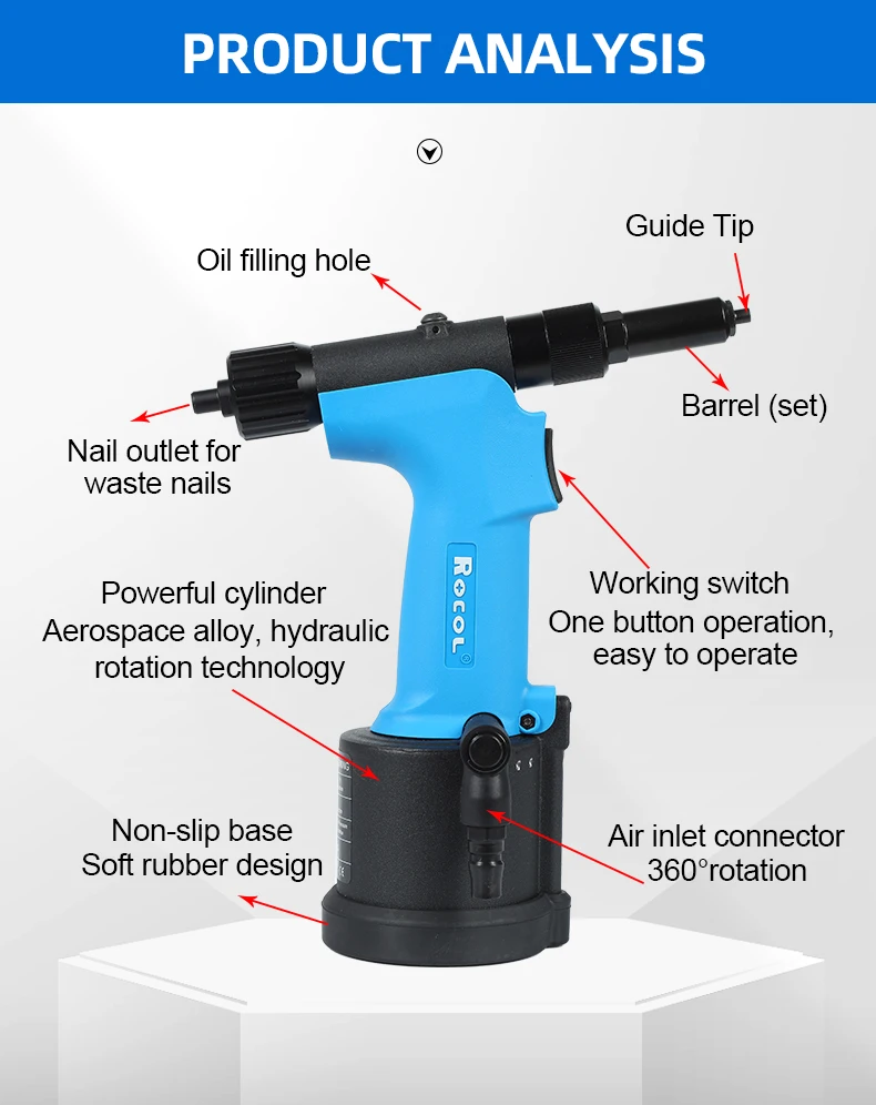 Industrial Pneumatic Blind Rivet Gun Hydraulic Stainless Steel Core ...