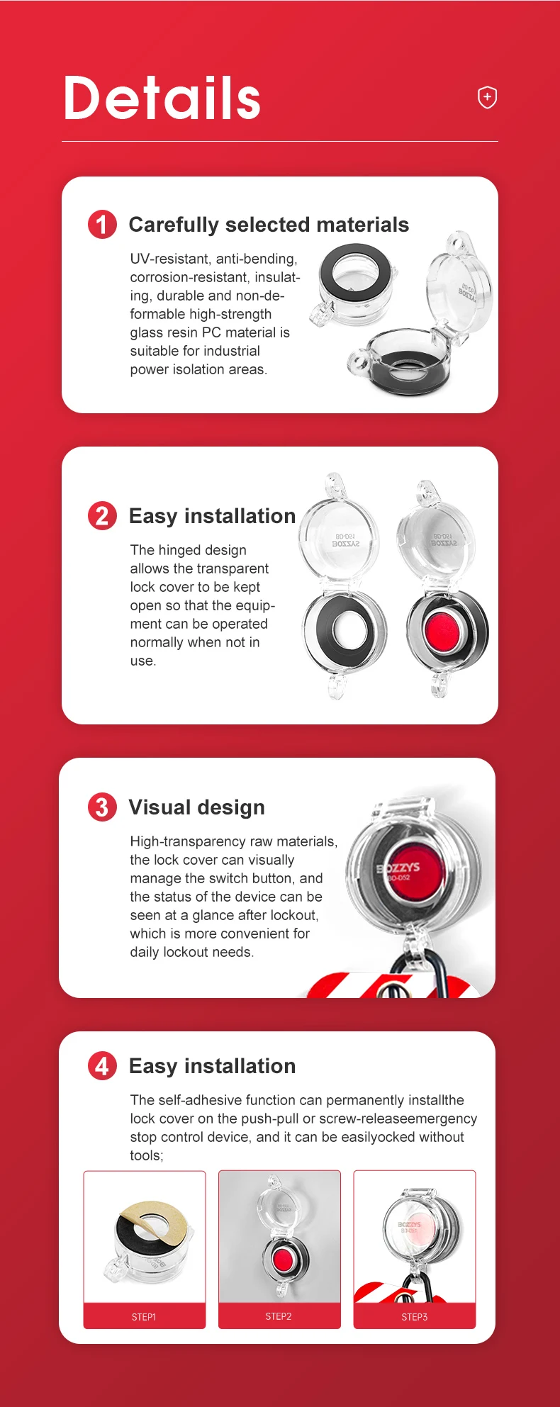 Transparent Emergency Stop Push Button Lockout Cover