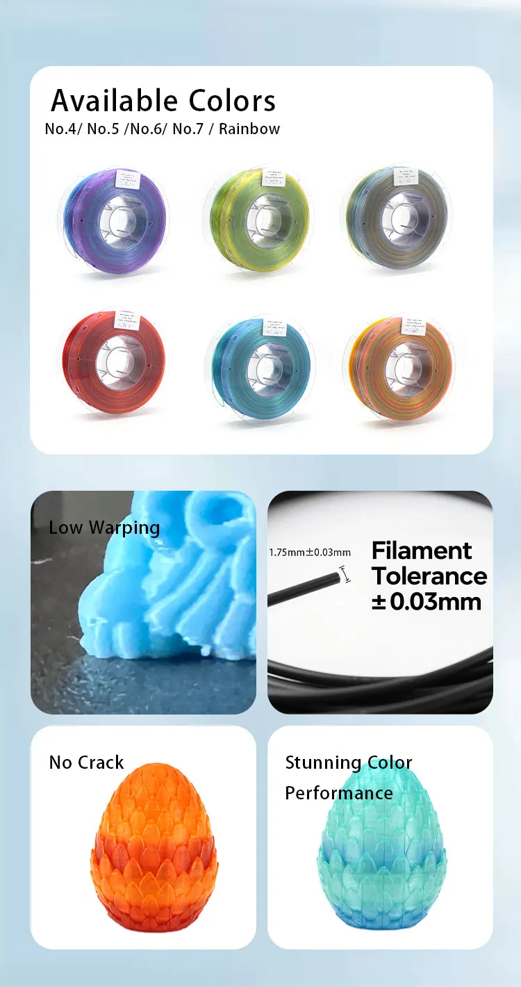 Nature3D 1.75mm PLA Filament 1kg/spool Sparkle Clear Gradient ...