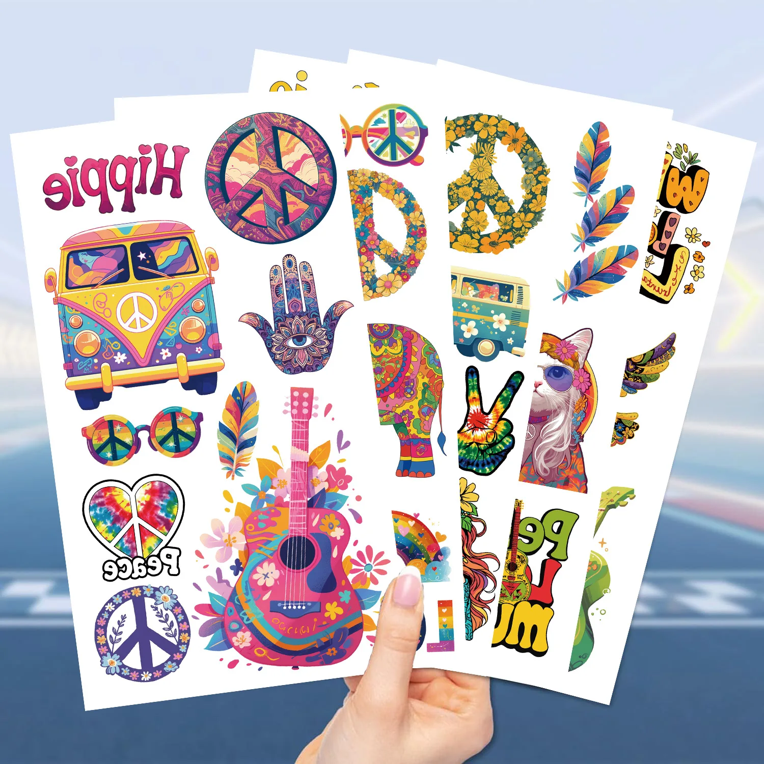 Custom Design 10 Pack Water Transfer Waterproof Temporary Peace Love ...