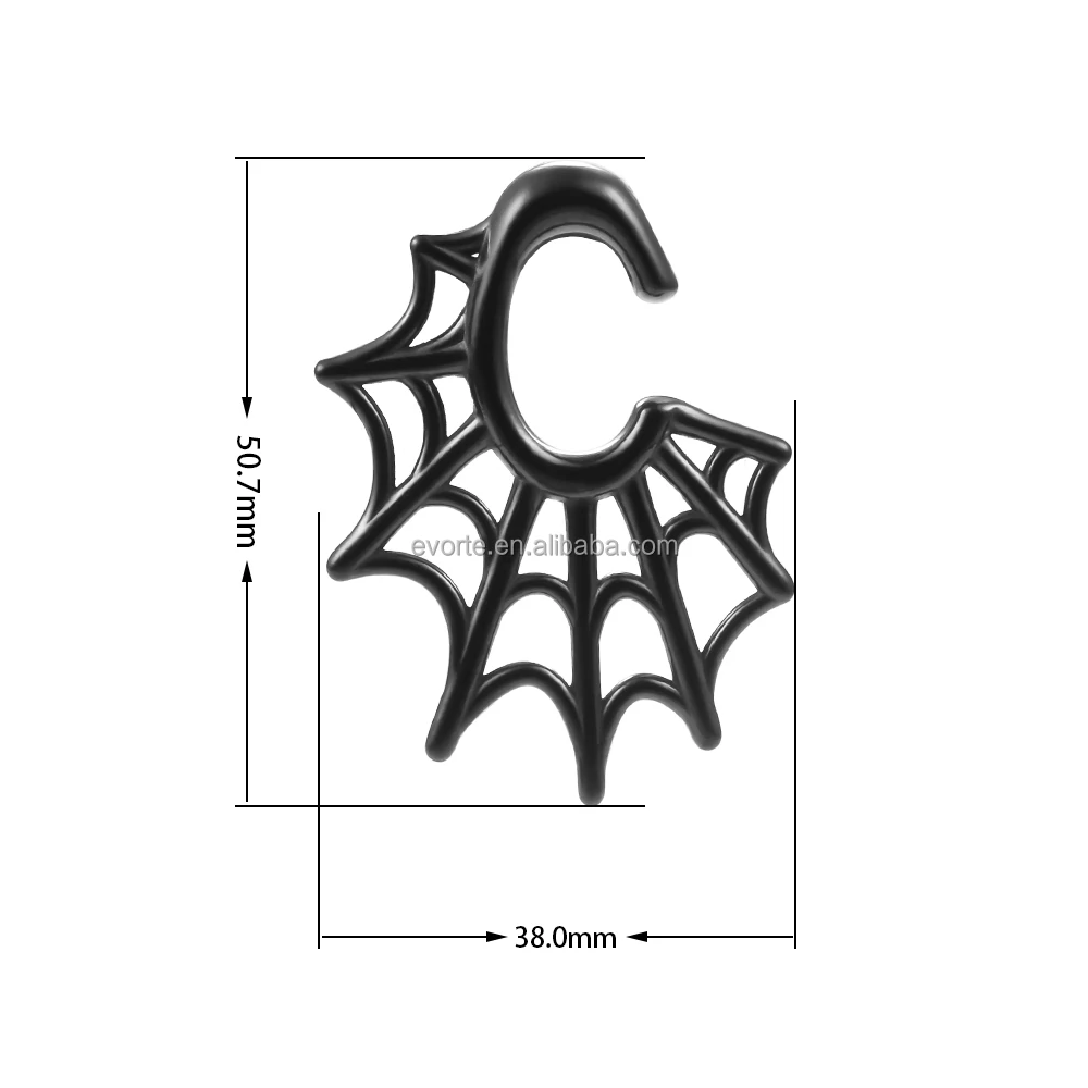 Evorte Punk Black Spider Ear Cuff Hanger Gauge Plug Dangle Tunnel Clip ...