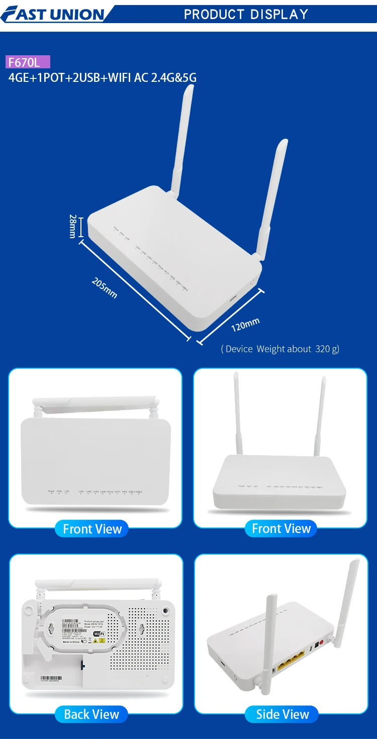 Dual Band 5g Ac F670l V7.1 Gpon Epon Xpon Onu Ont Bridge Support 4ge ...