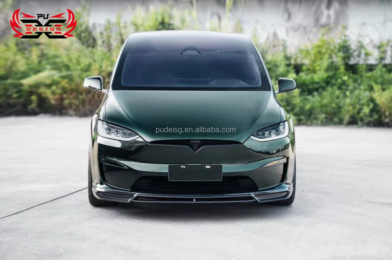C Style Front Lip Front Bumper Carbon Fiber for Tesla Model X Plaid ...