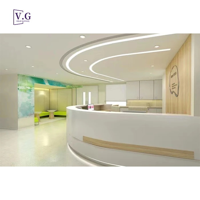 Custom Durable Library Reception Desk White Green Reception Desk ...