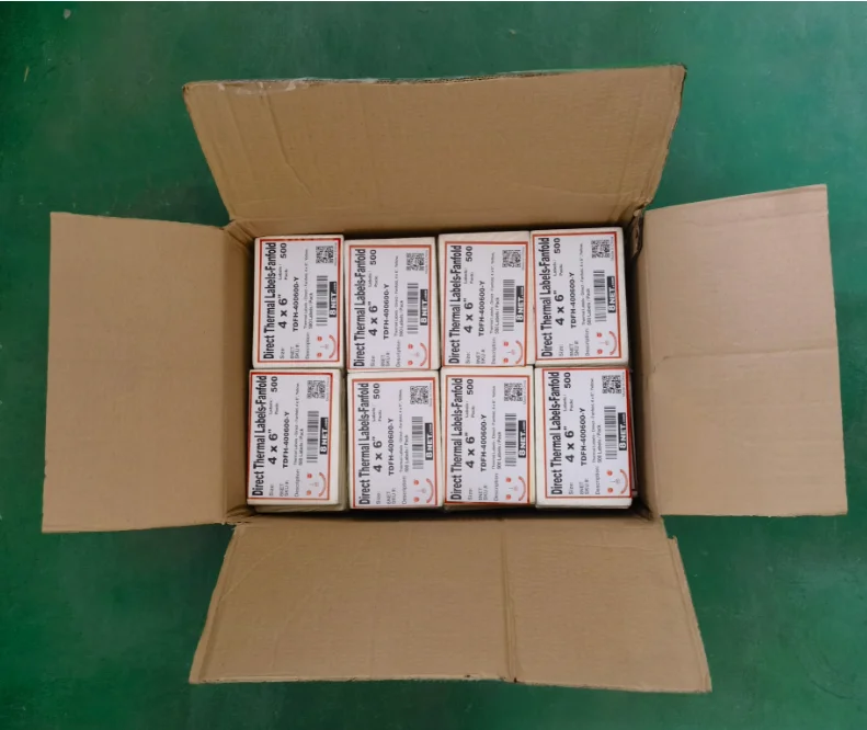 Custom Fanfold Yellow Adhesive Stickers 4x6 Size 300pcs Direct Thermal ...