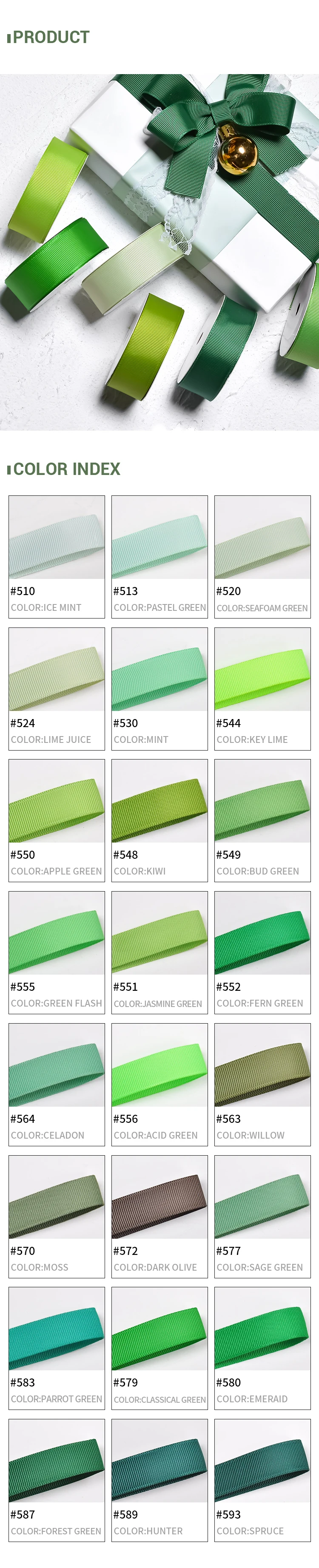 YAMA Factory 196 Colors - Stocked Polyester Grosgrain Ribbons