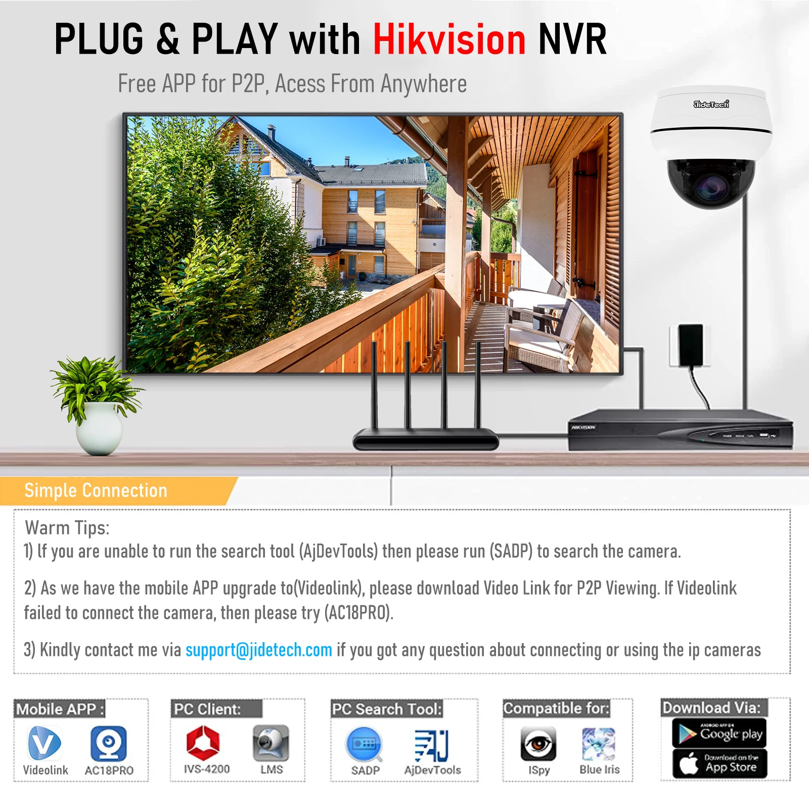 JideTech 12MP Outdoor IP Camera HD Surveillance CMOS Sensor for Indoor ...