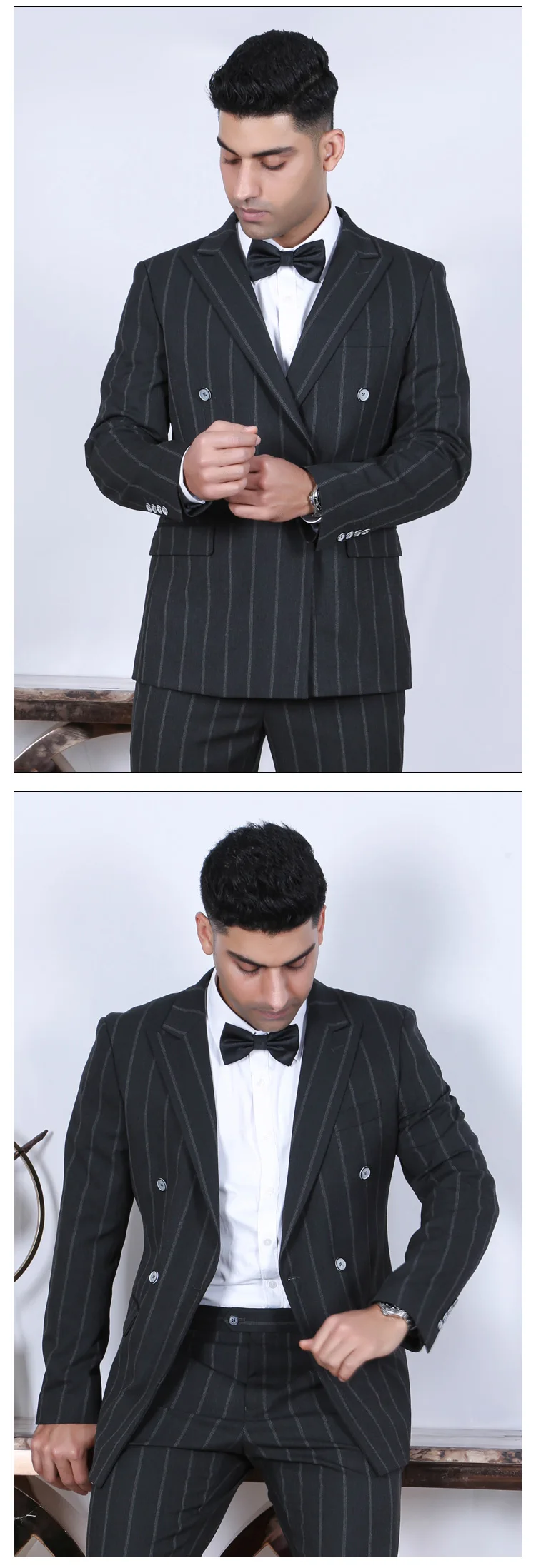 Hc 2024 Slim Fit Men's Suit Italy Design Double Breasted Plus Size V-neck Customizable Business ...