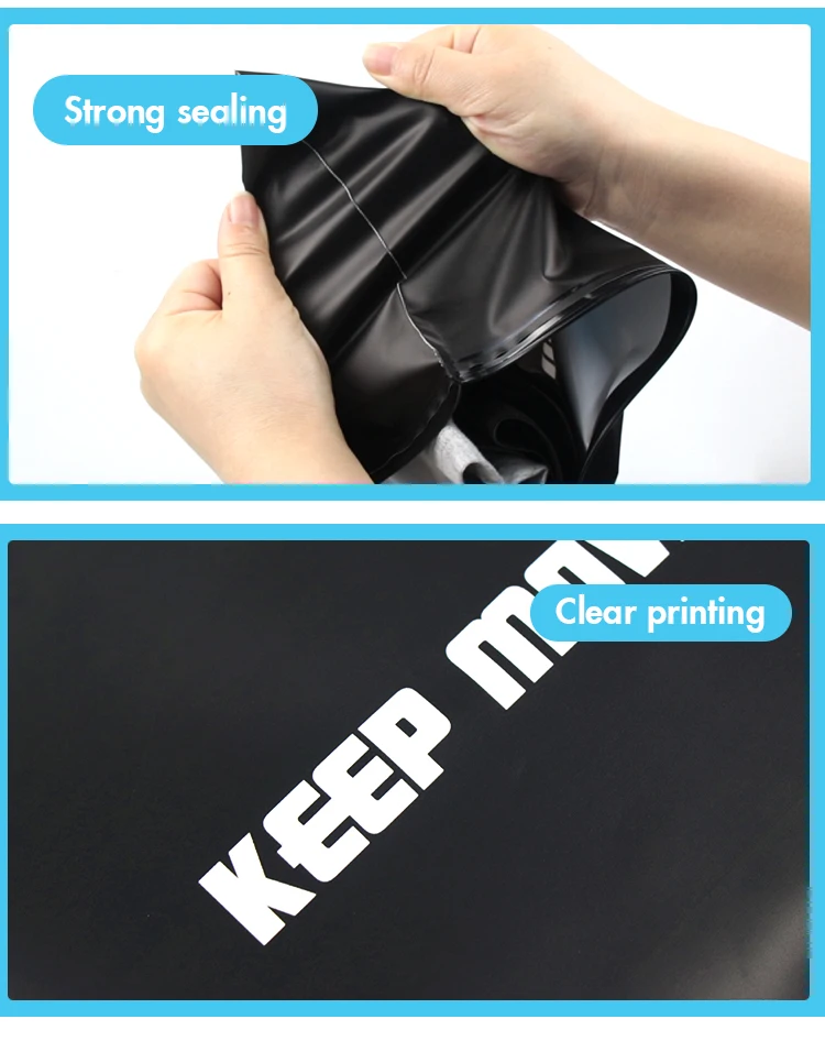 Custom Logo Printed Waterproof Matte Black T-Shirt Packaging