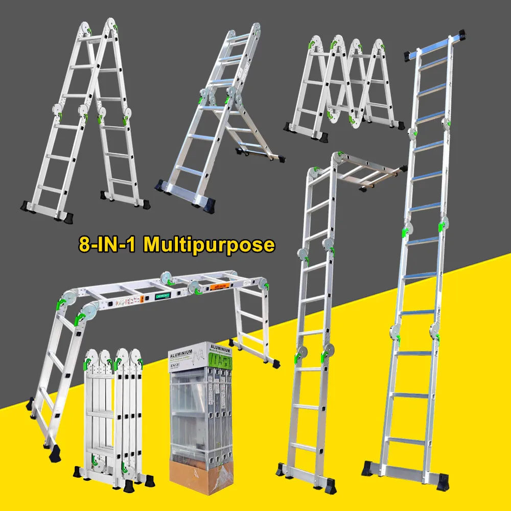Warehouse Double Sided Ladder Foldable Aluminum Telescopic Ladder Multi ...