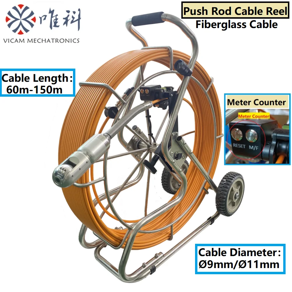 Vicam 360 Rodation Sewer Pipe Inspection Camera - 60m-150m Depth